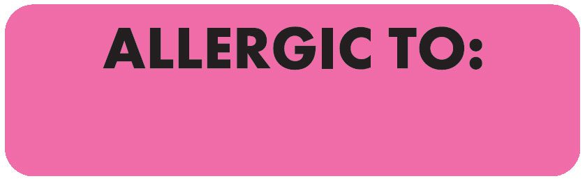 Allergy Warning Labels, ALLERGIC TO: – Pink, 2 1/2″ X 3/4″ (Roll of 300 ...