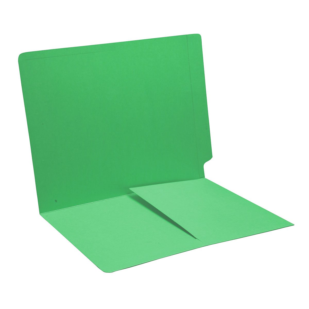 11 pt Green Folders, Full Cut End Tab, Letter Size, 1/2 Pocket Inside ...