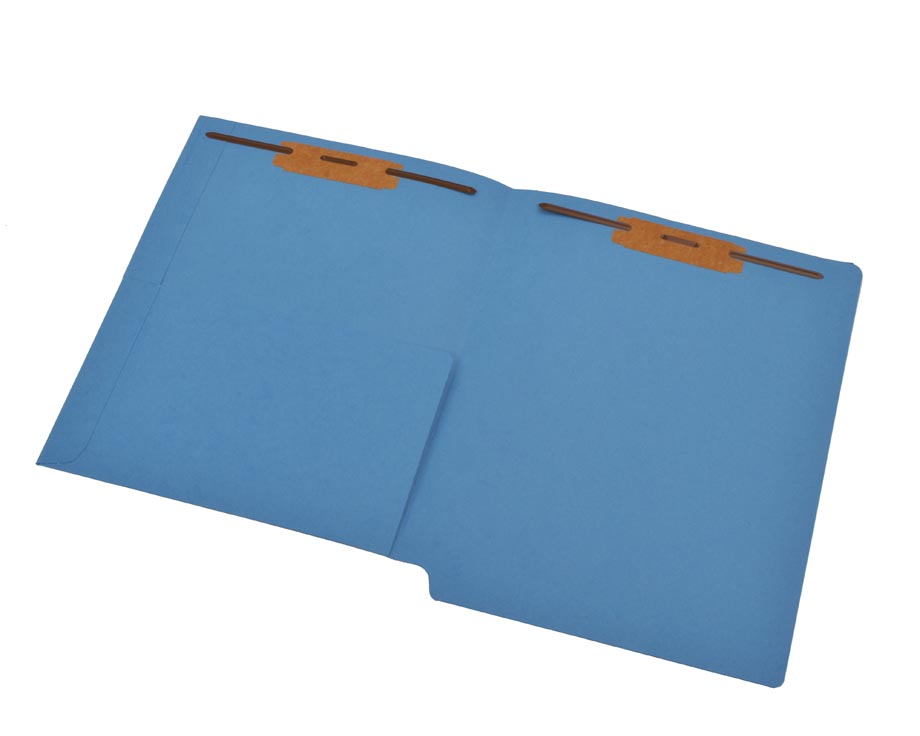 11 pt Blue Folders, Full Cut End Tab, Letter Size, 1/2 Pocket Inside ...