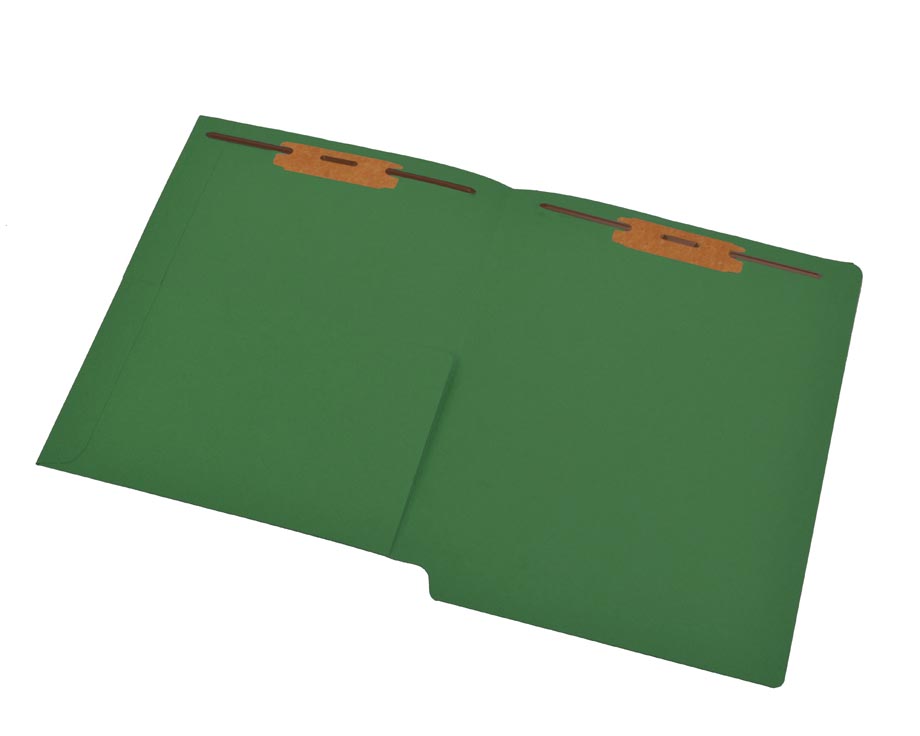 11 pt Green Folders, Full Cut End Tab, Letter Size, 1/2 Pocket Inside ...