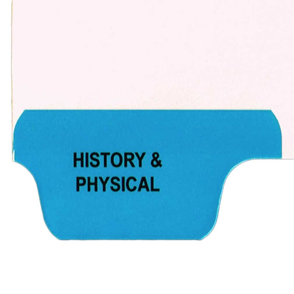 Individual Stock Chart Divider Tabs, History & Physical, Blue, Bottom ...