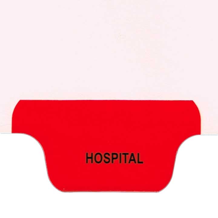 Individual Stock Chart Divider Tabs, Hospital, Red, Bottom Tab, 1/8th ...