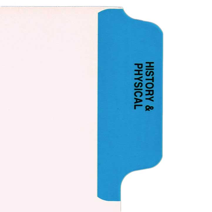 Individual Stock Chart Divider Tabs, History & Physical, Blue, Side Tab ...