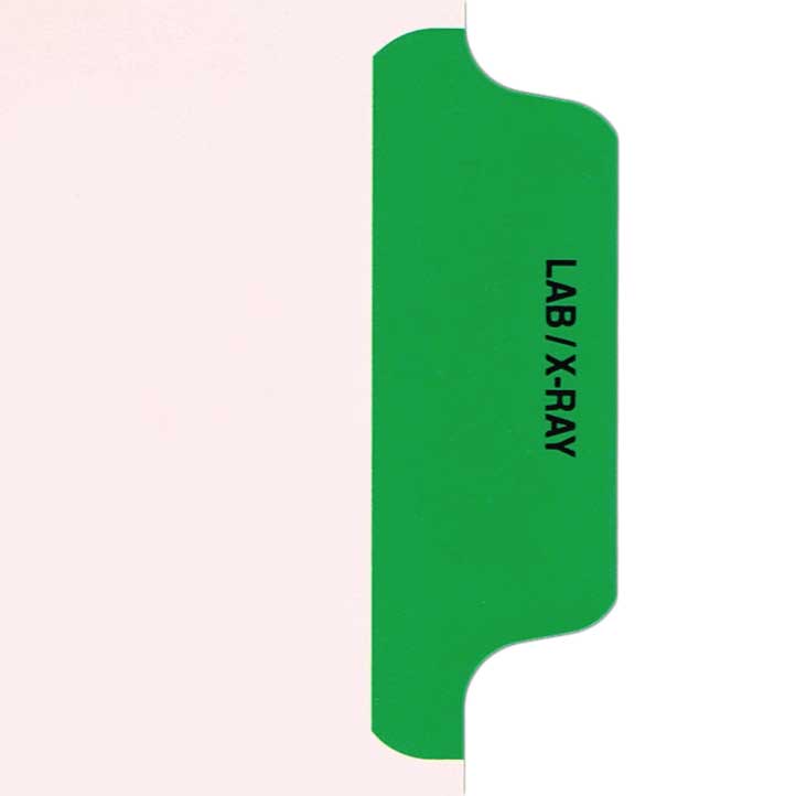Individual Stock Chart Divider Tabs, Lab/X-Ray, Green, Side Tab, 1/6th ...