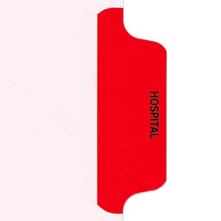 Individual Stock Chart Divider Tabs, Hospital, Red, Side Tab, 1/6th Cut ...