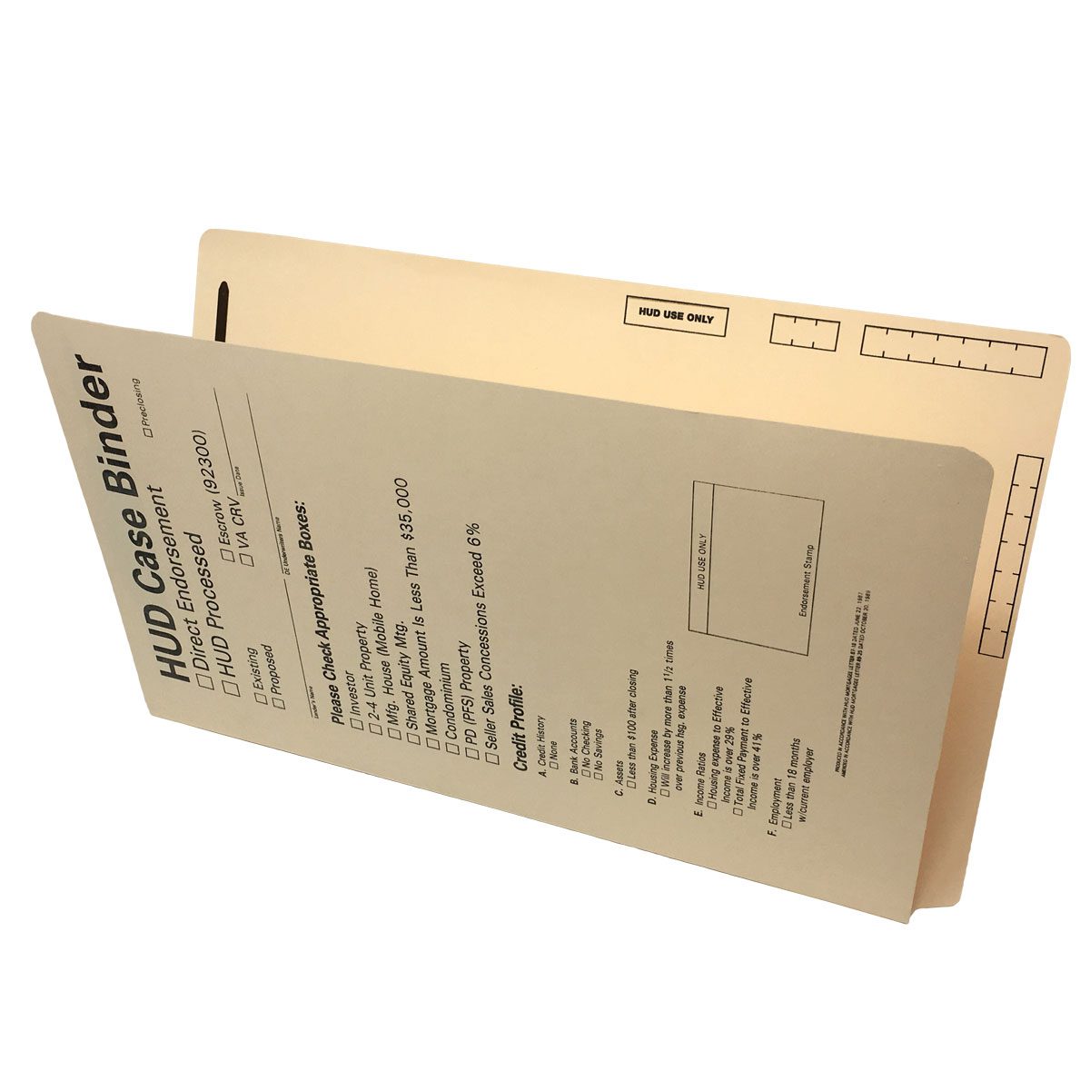 HUD Case Binders, 15 pt Manila, Legal Size, End/Top Tabs (Box of 50 ...