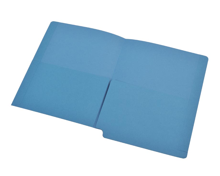 11 pt Blue Folders, Full Cut End Tab, Letter Size, Dual 1/2 Pockets ...