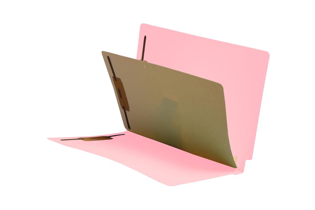 11 Pt. Pink Folders, Full Cut End Tab, Letter Size, 1 Divider Installed ...
