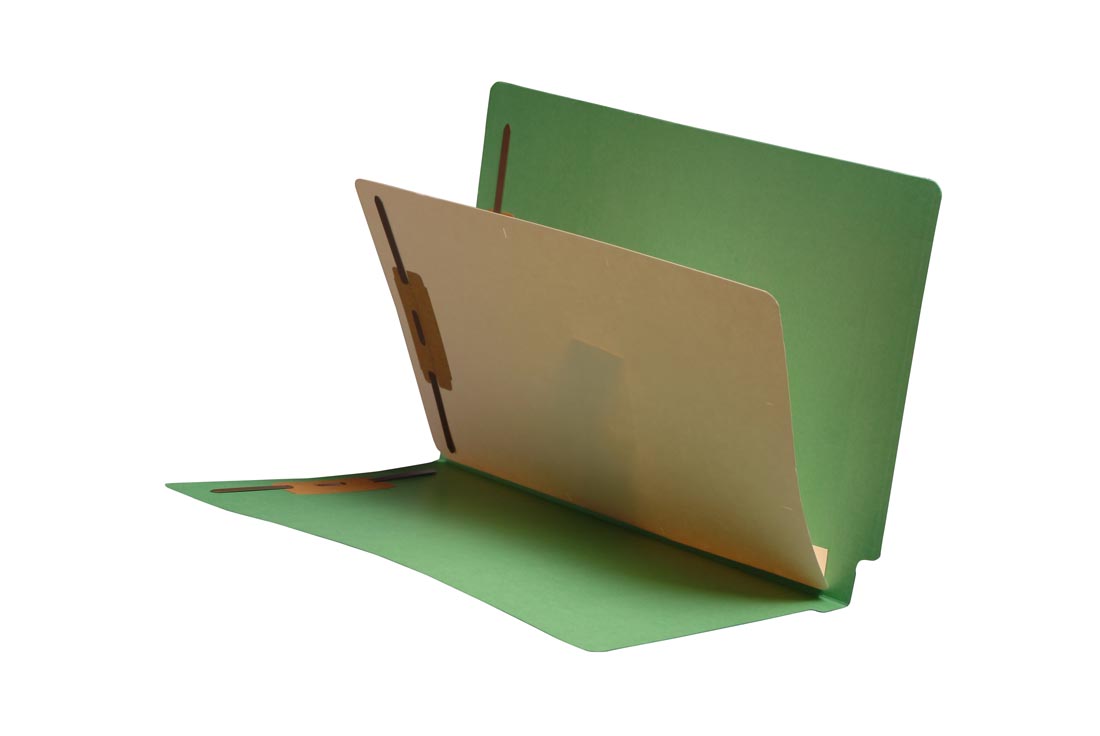 14 Pt. Green Folders, Full Cut End Tab, Letter Size, 1 Divider ...