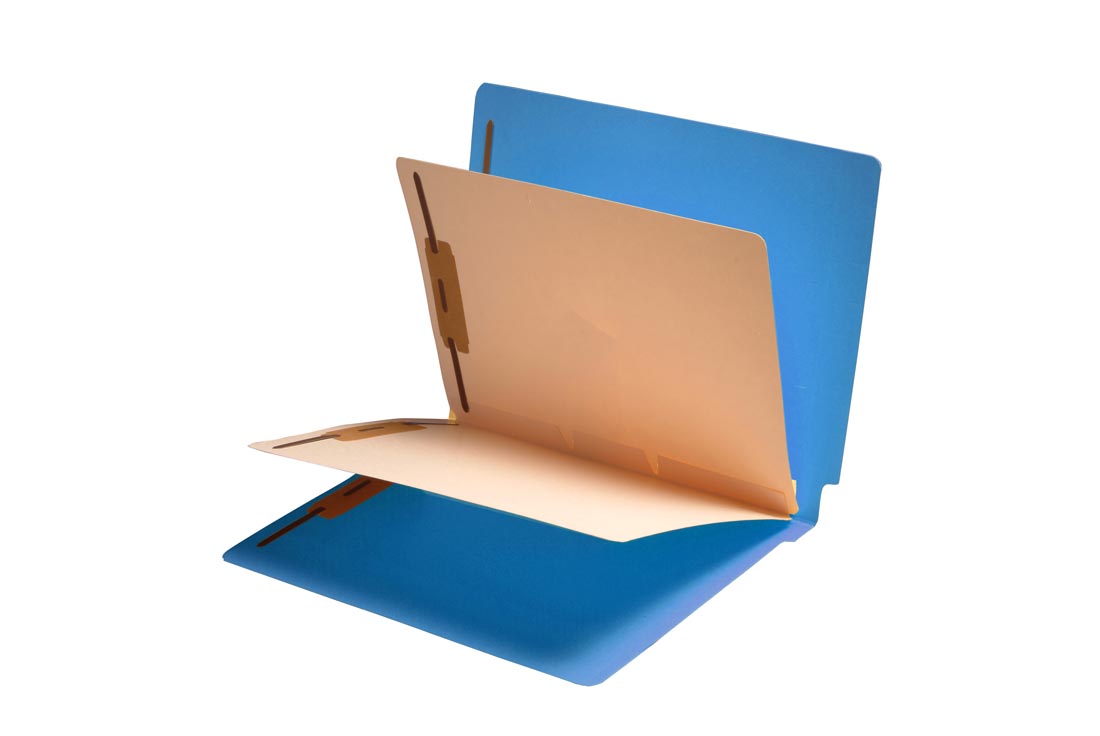 14 Pt. Blue Folders, Full Cut End Tab, Letter Size, 2 Dividers ...