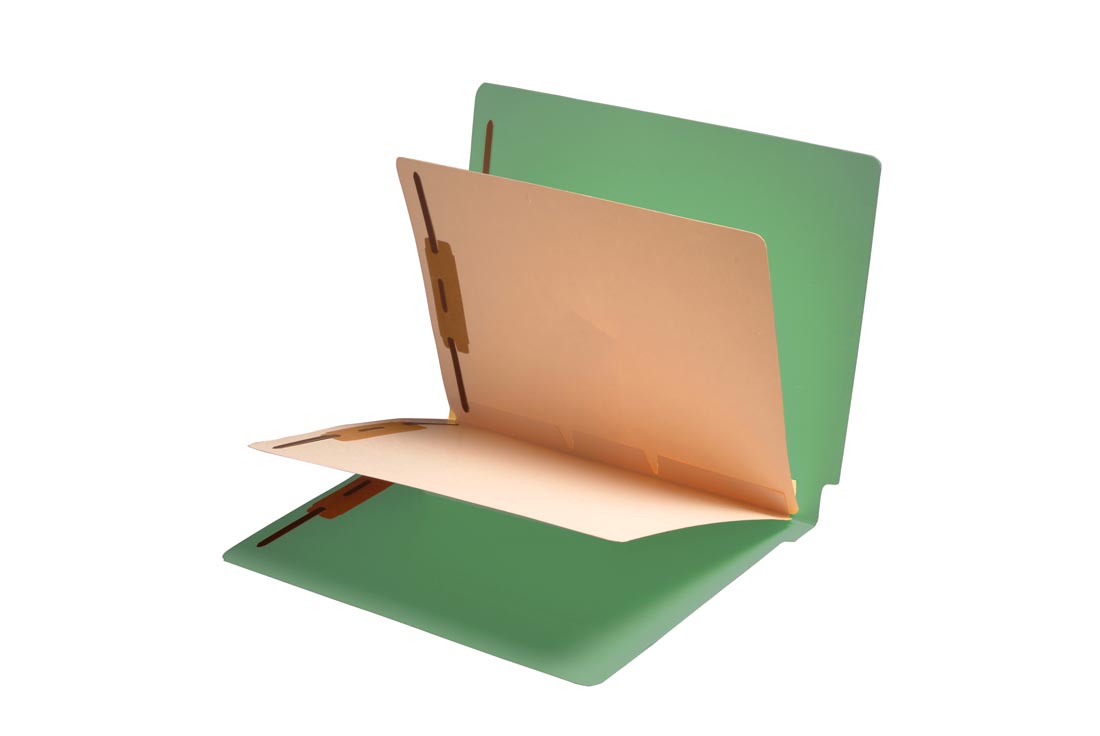 14 Pt. Green Folders, Full Cut End Tab, Letter Size, 2 Dividers ...