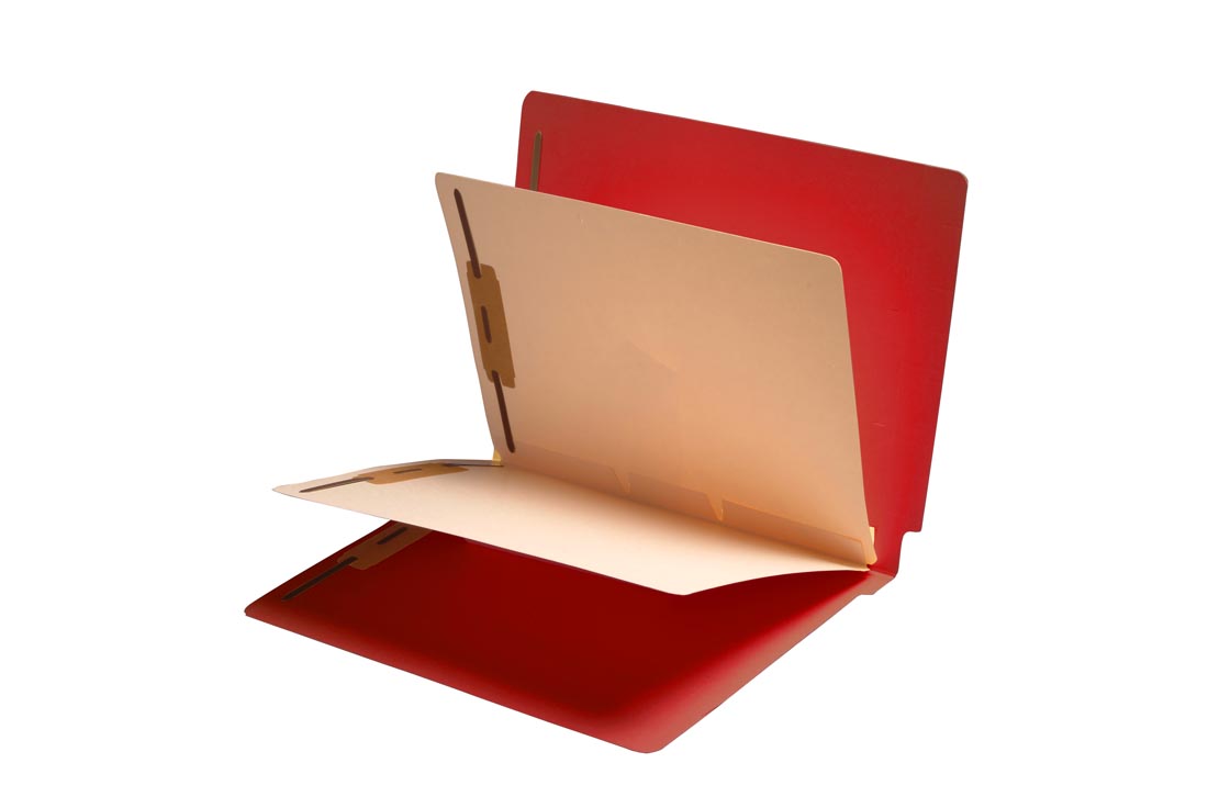 14 Pt. Red Folders, Full Cut End Tab, Letter Size, 2 Dividers Installed ...