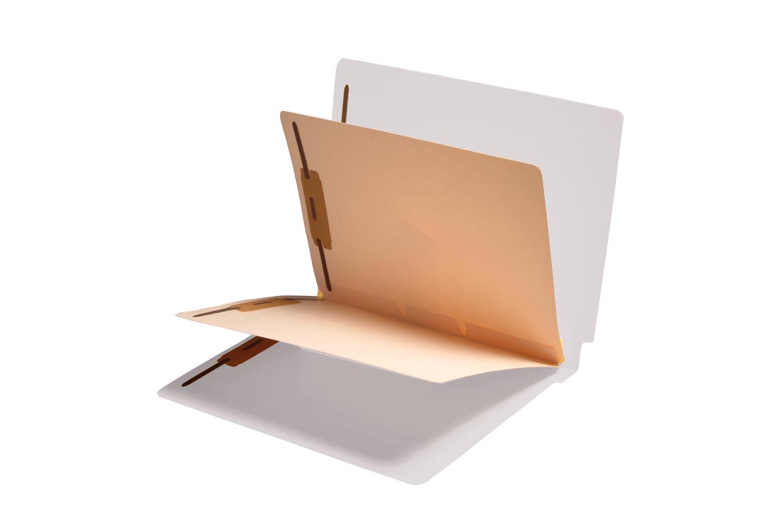 14 Pt. White Folders, Full Cut End Tab, Letter Size, 2 Dividers ...