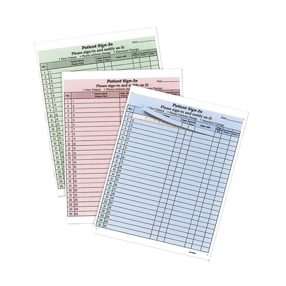 Patient Sign-In Sheets, HIPAA Compliant, 8-1/2″ x 11″ Carbonless Form ...