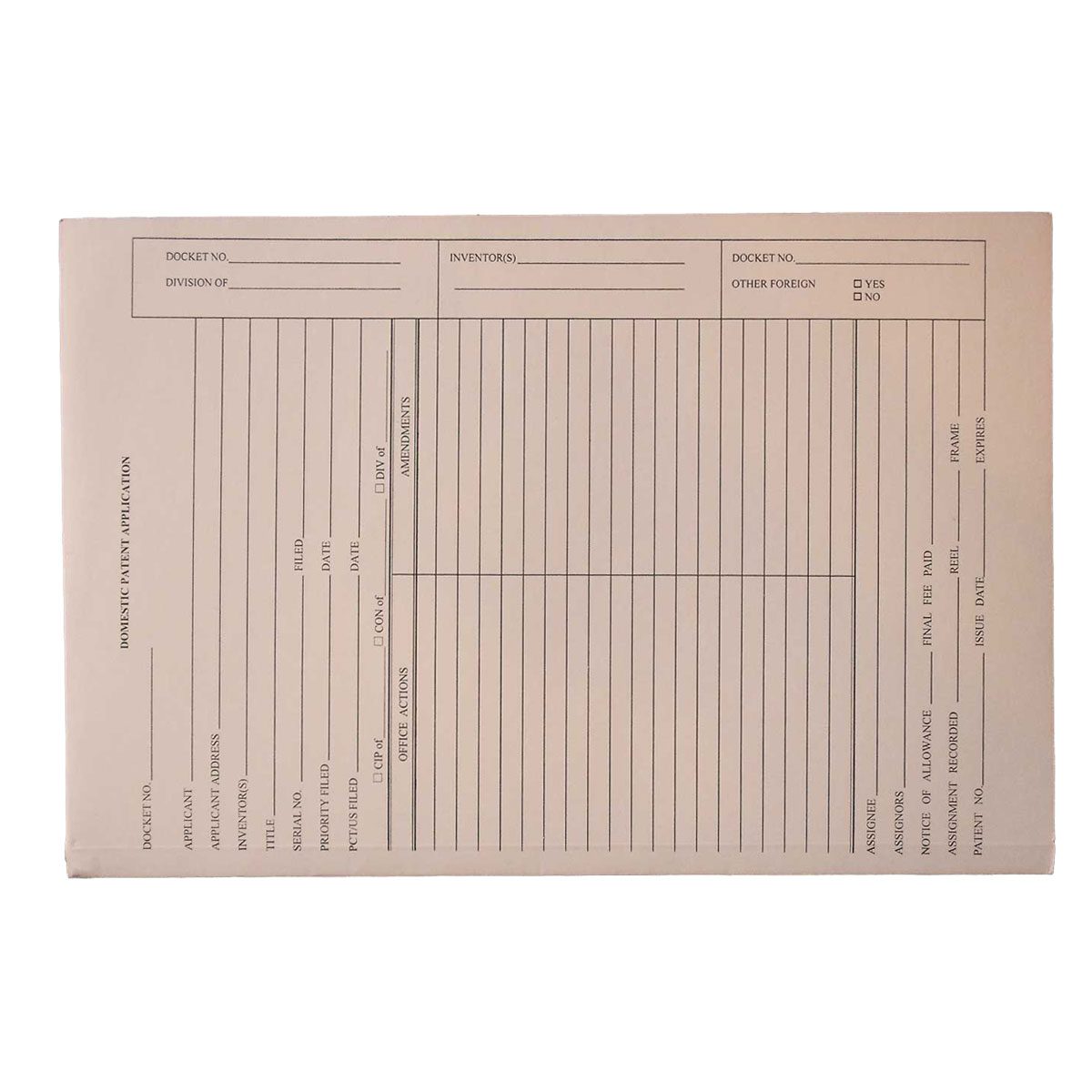 Patent and Trademark Folder, No Tab for Drawer Filing, Manila ...