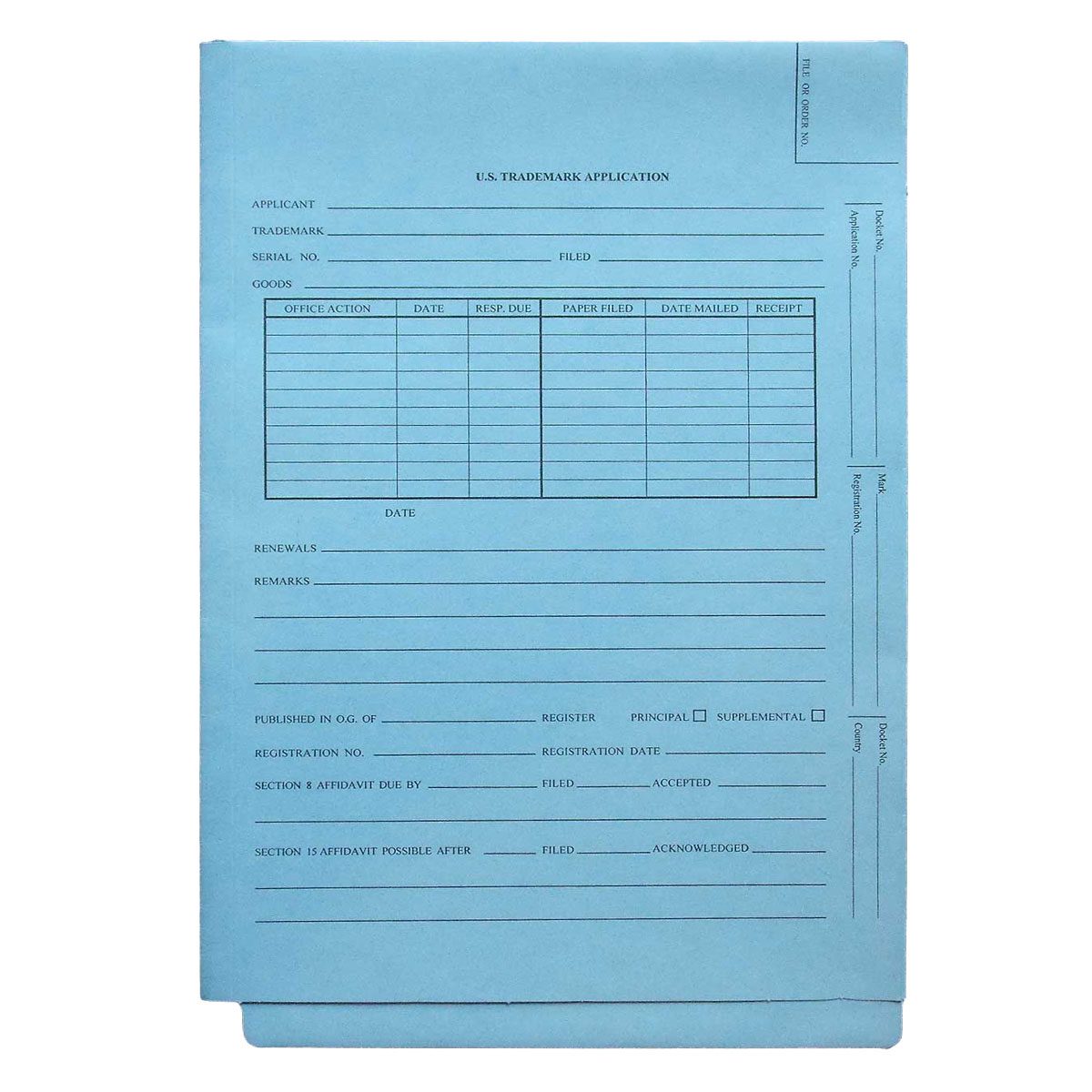 Patent and Trademark Folder, End Tab for Shelf Filing, Blue – “U.S ...