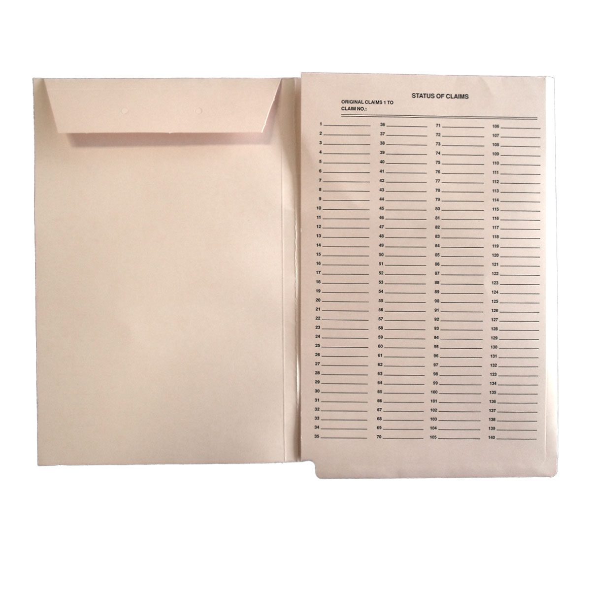 Patent and Trademark Folder, End Tab for Shelf Filing, Manila ...