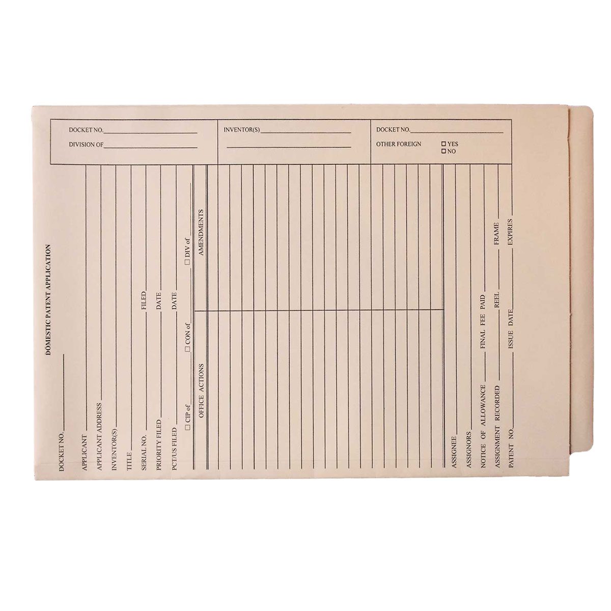 Patent and Trademark Folder, End Tab for Shelf Filing, Manila ...