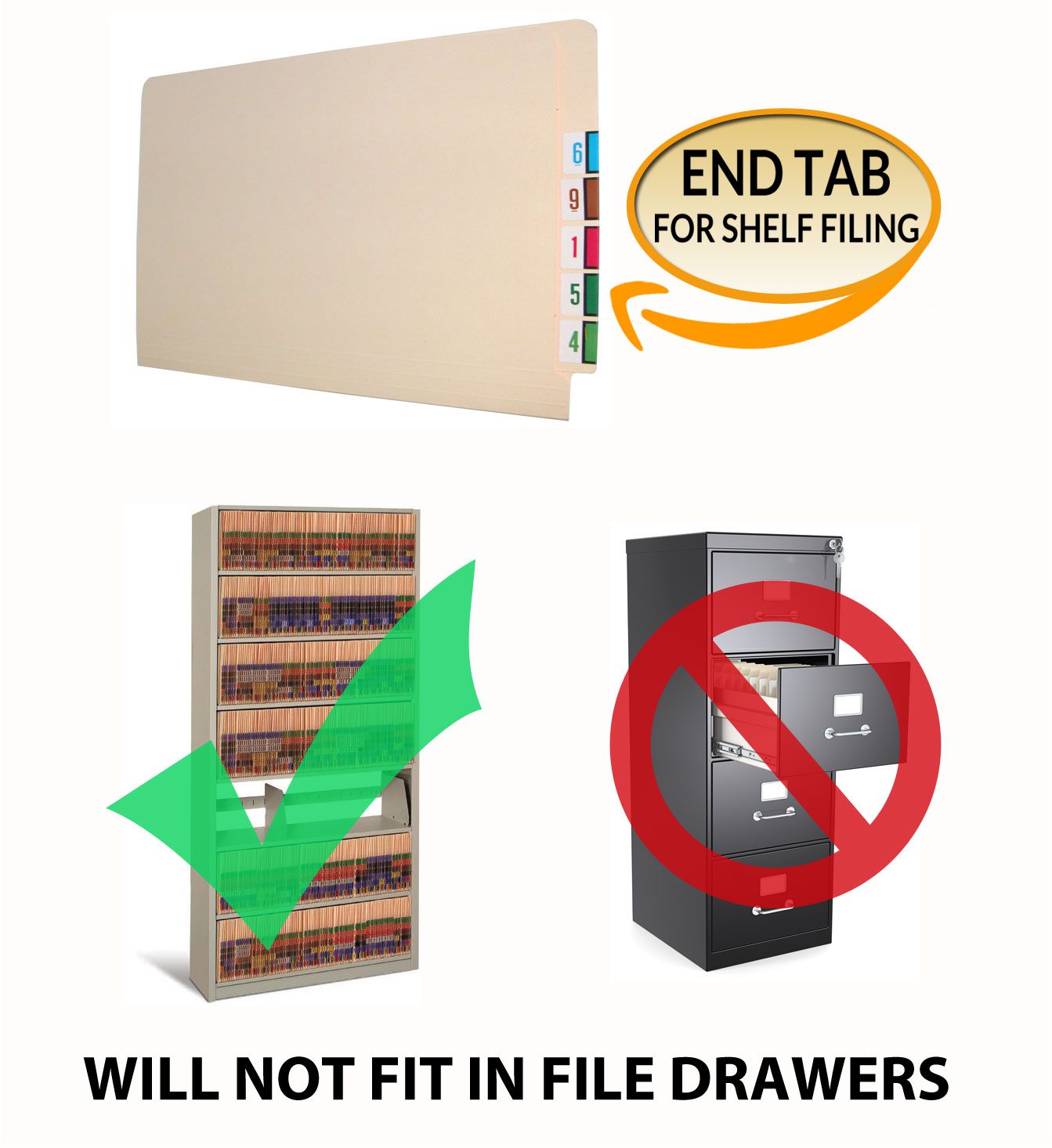 14 Pt. Manila Classification Folders, Full Cut End Tab, Letter Size, 2 ...