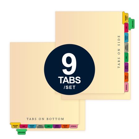 Custom Index Chart Dividers, 90# Manila, 9 Tabs per Set – Ecom Folders ...