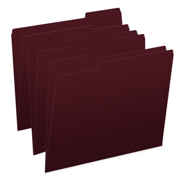 11 pt Maroon Folders, 1/3 Cut Top Tab – Assorted, 2″ Bonded Fastener on ...