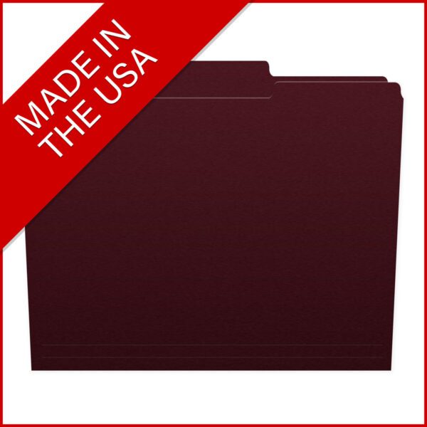11 pt Maroon Folders, 1/3 Cut Top Tab – Assorted, 2″ Bonded Fastener on ...