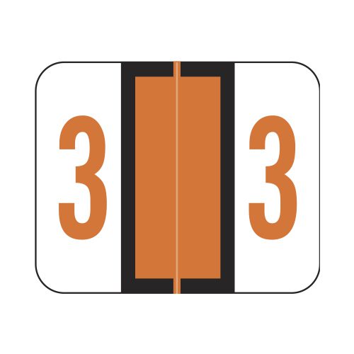 Tab Compatible Numeric Labels, Number “3”, Dark Orange, Vinyl Stock, 1 ...