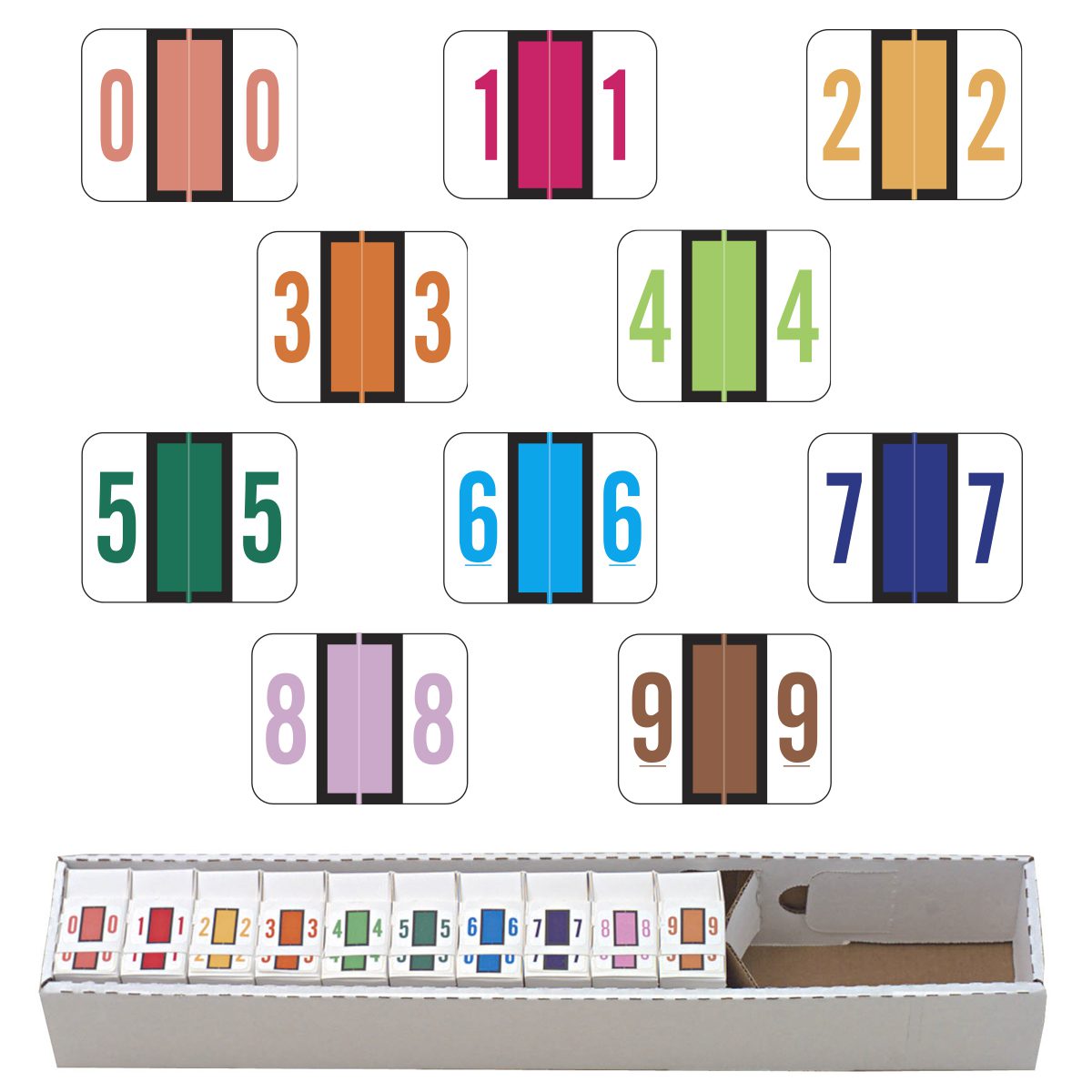 Tab Compatible Numeric Labels, #0-9 Numeric Set, Vinyl Stock, 1″ X 1-1/ ...