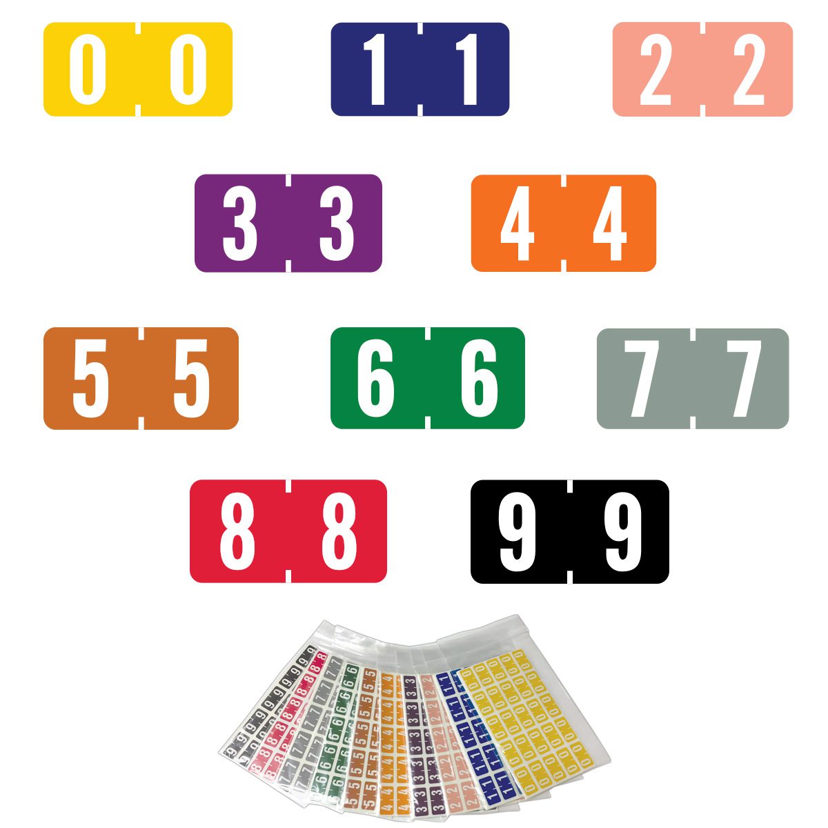 Smead ETSN Compatible Numeric Labels, Laminated Stock, 1/2″ X 1″, Starter Set – 10 packs of 250 ...