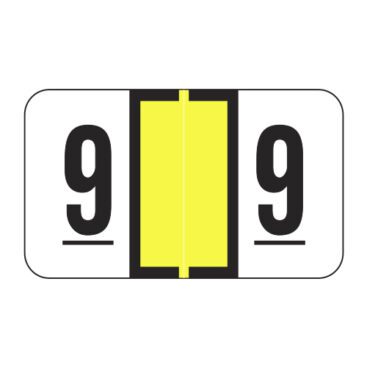 Safeguard Compatible Numeric Labels, Number “9”, Yellow, Laminated ...
