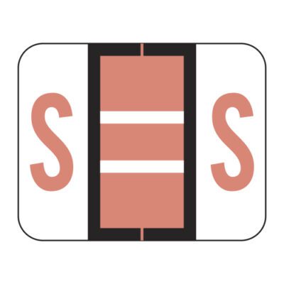 Tab 1283 Compatible Alpha Labels, Letter “S”, Pink, Vinyl Stock, 1″ X 1 ...