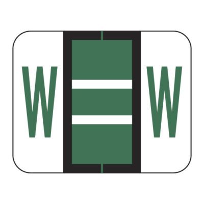 Tab 1286 Compatible Alpha Labels, Letter “W”, Dark Green, Vinyl Stock ...