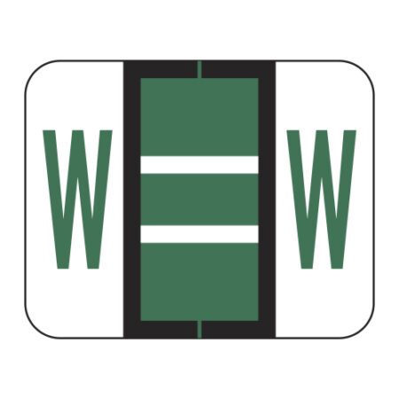 Tab 1286 Compatible Alpha Labels, Letter “W”, Dark Green, Vinyl Stock ...