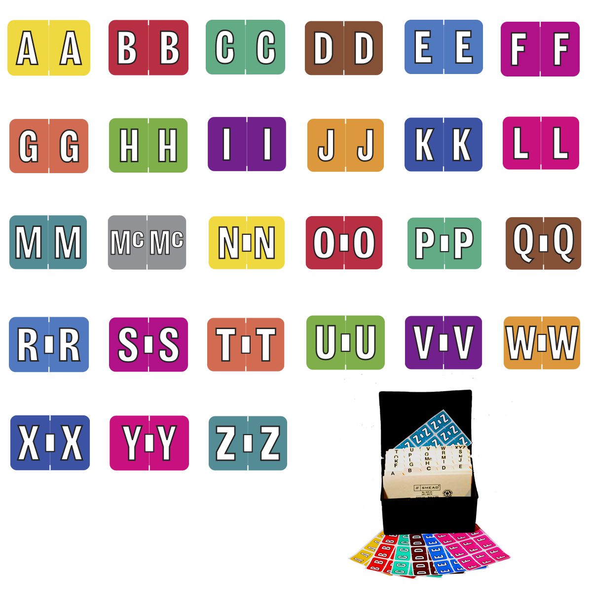 Colwell Jewel Tone Compatible Alpha Labels, Includes File Box with ...