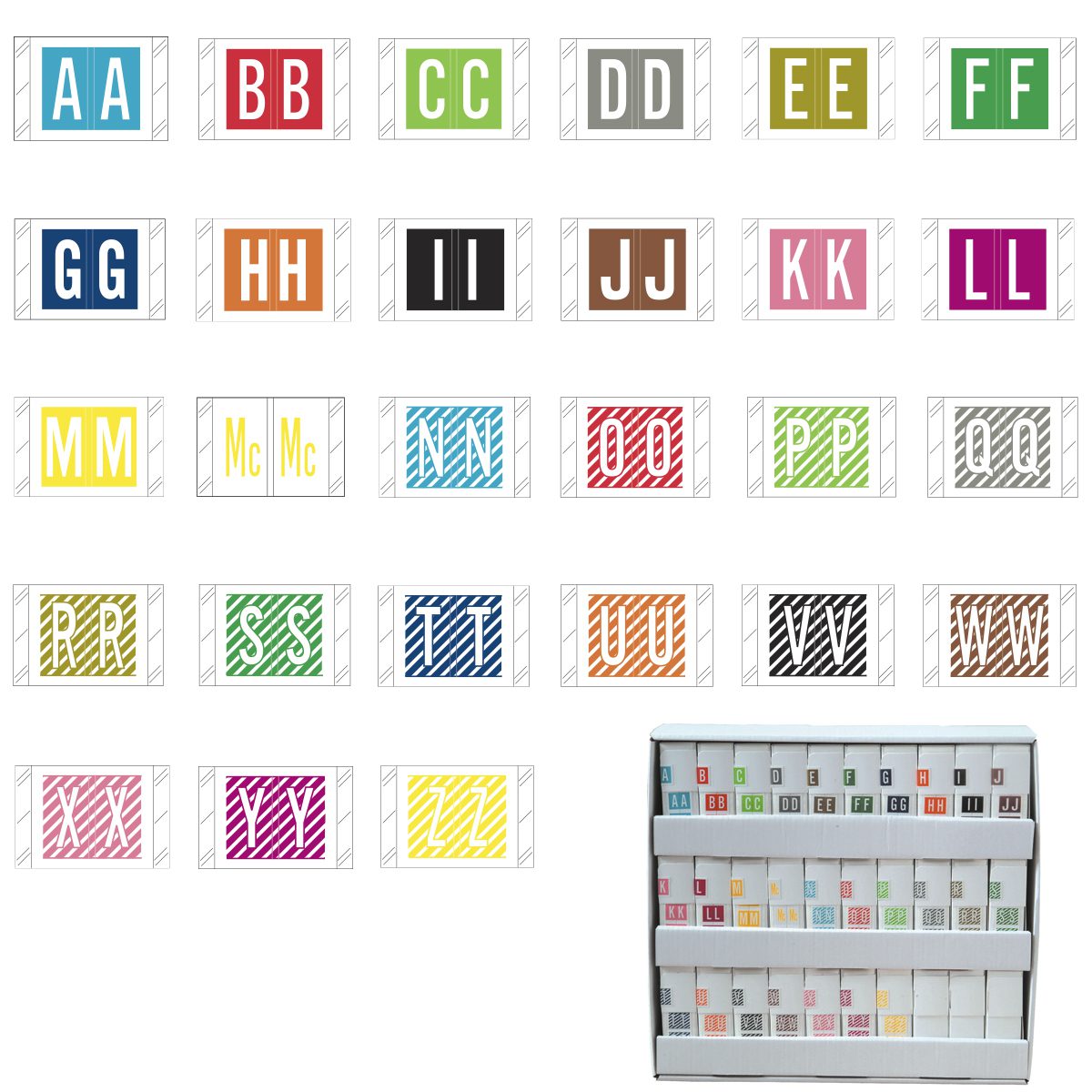 Tabbies 12000 Compatible Alpha Labels, Letter “A-Z” plus Mc, Multiple ...